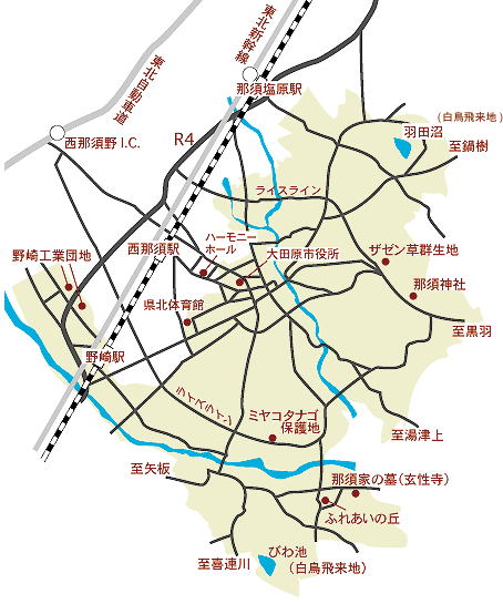 大田原の地図